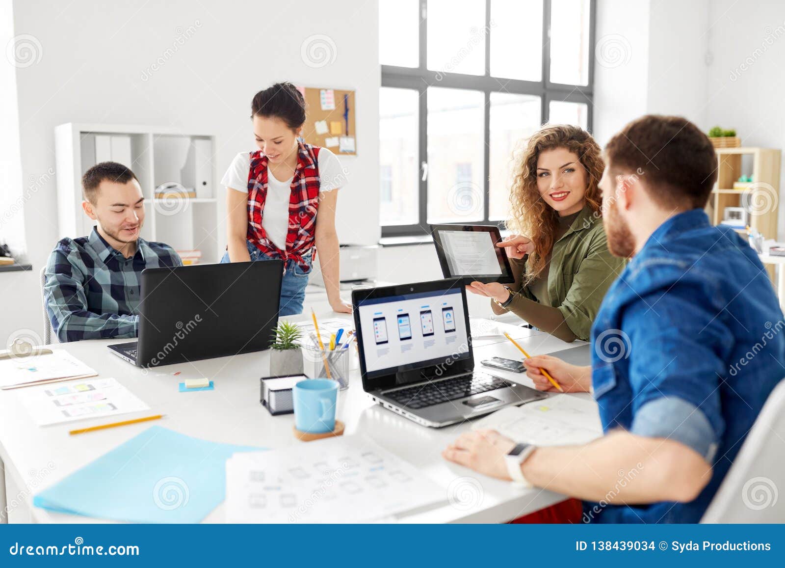 Creative Team Working on User Interface at Office Stock Photo - Image ...
