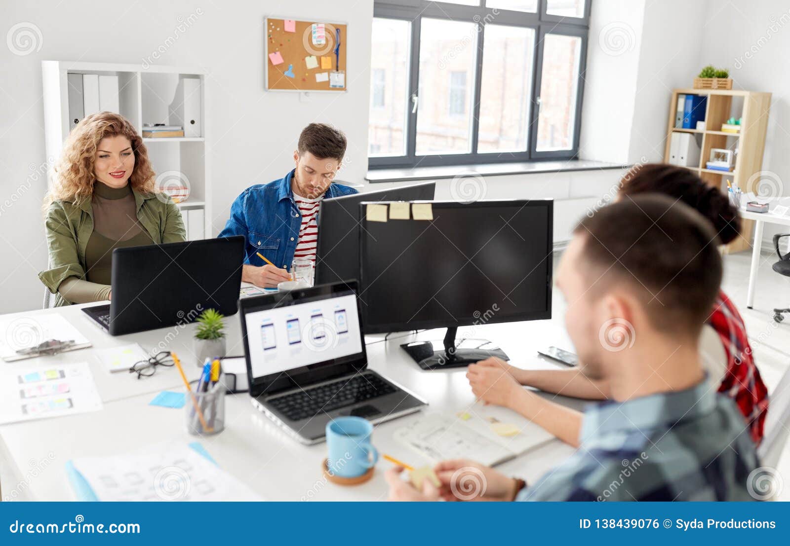 Creative Team Working on User Interface at Office Stock Photo - Image ...