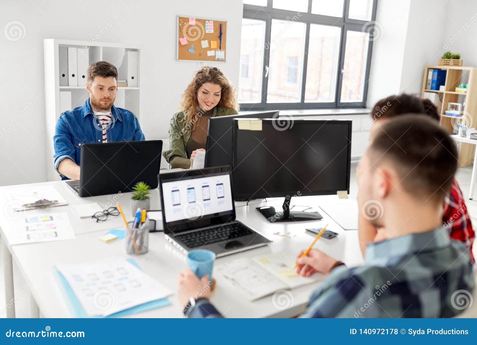 Creative Team Working on User Interface at Office Stock Photo - Image ...