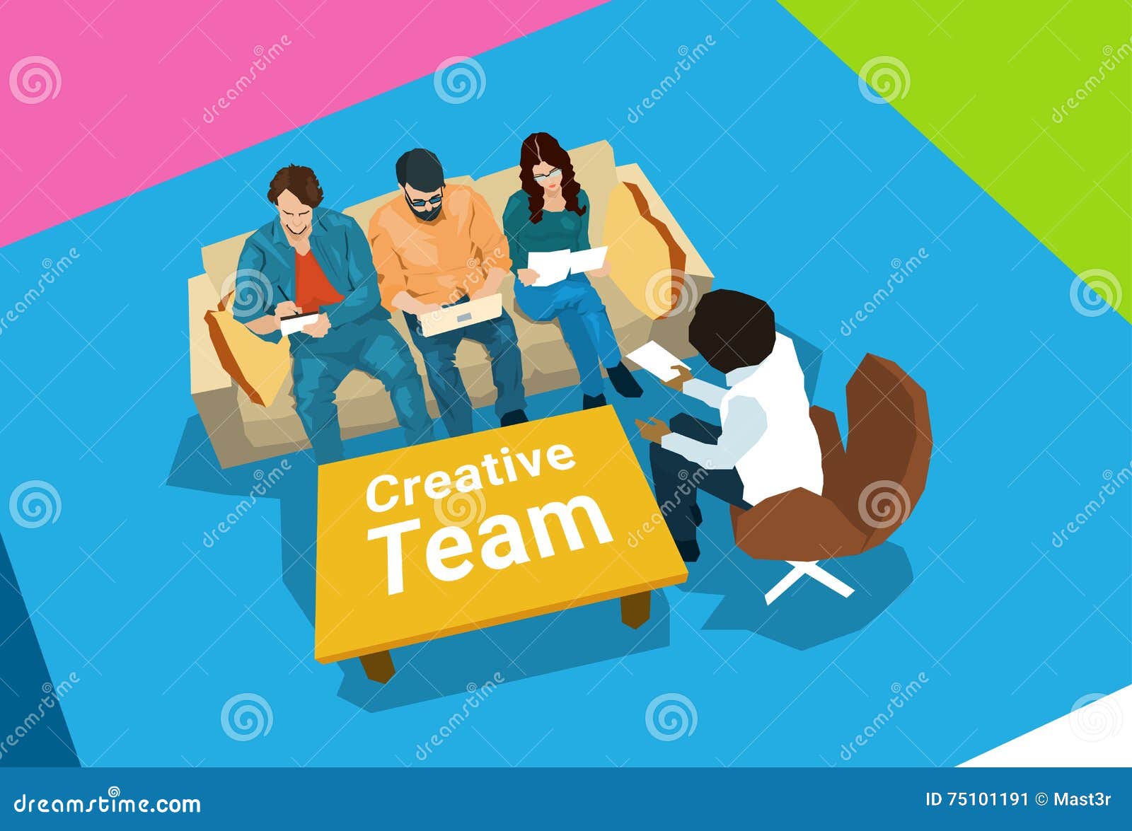 Creative Team Workplace Business Coworking Center Stock Vector ...