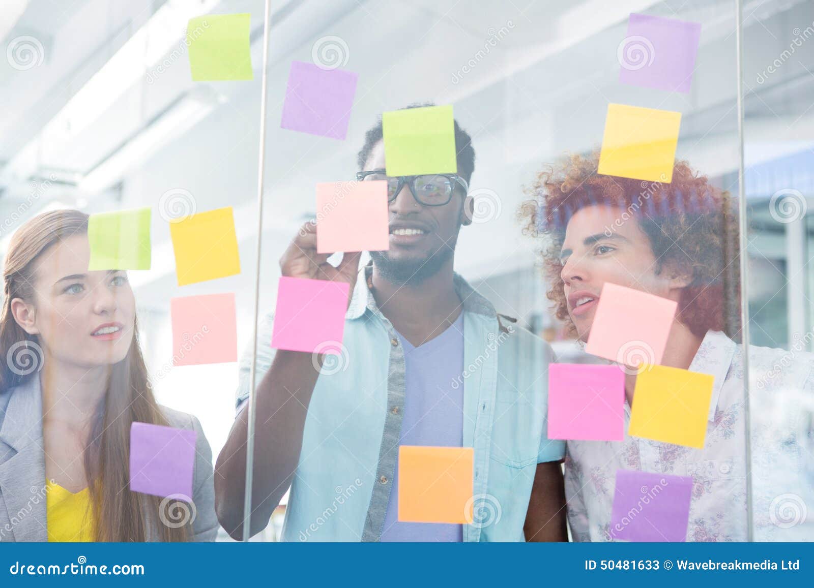 Creative Team Writing on Adhesive Notes Stock Image - Image of ...
