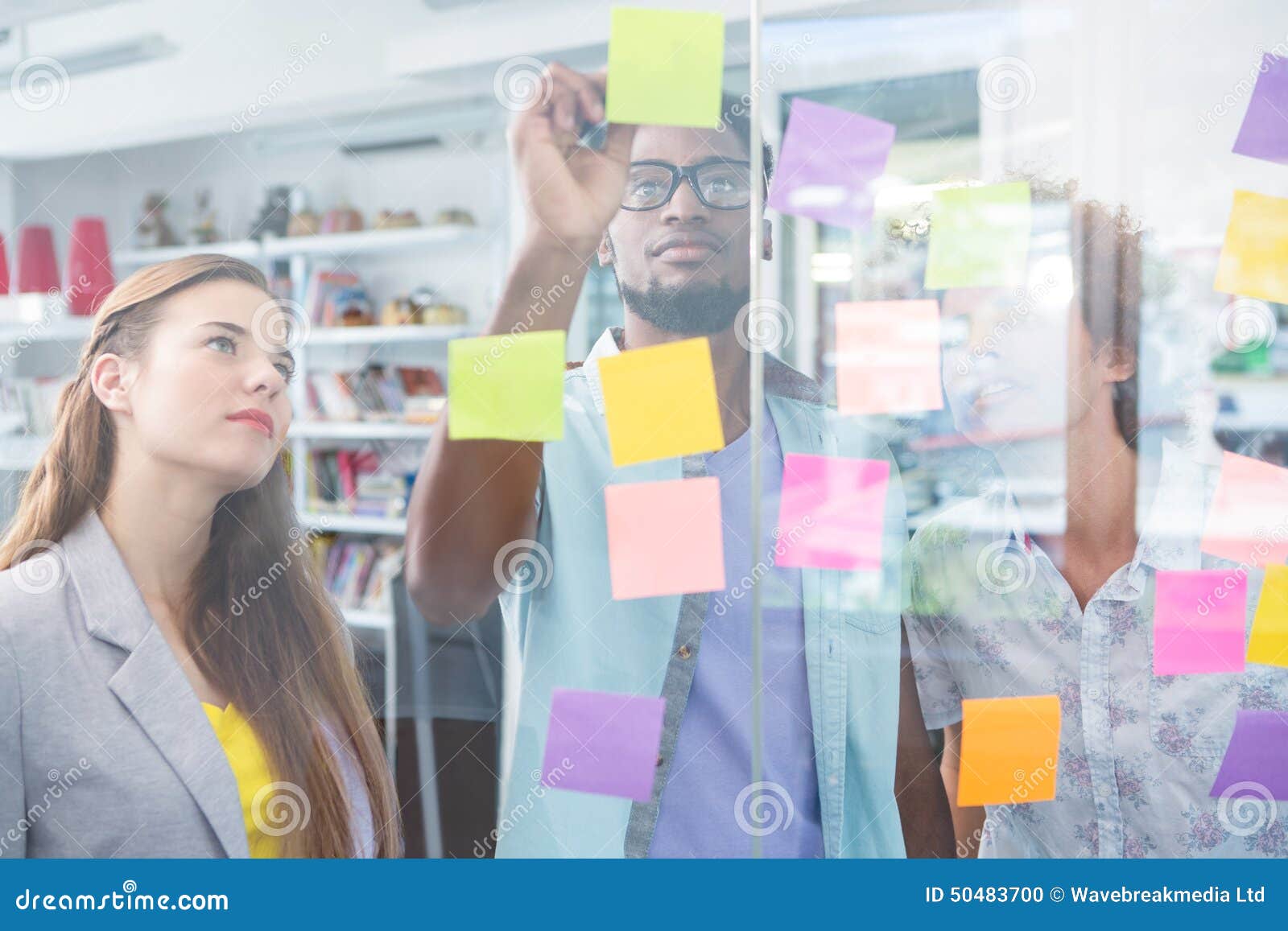 Creative Team Writing on Adhesive Notes Stock Photo - Image of people ...