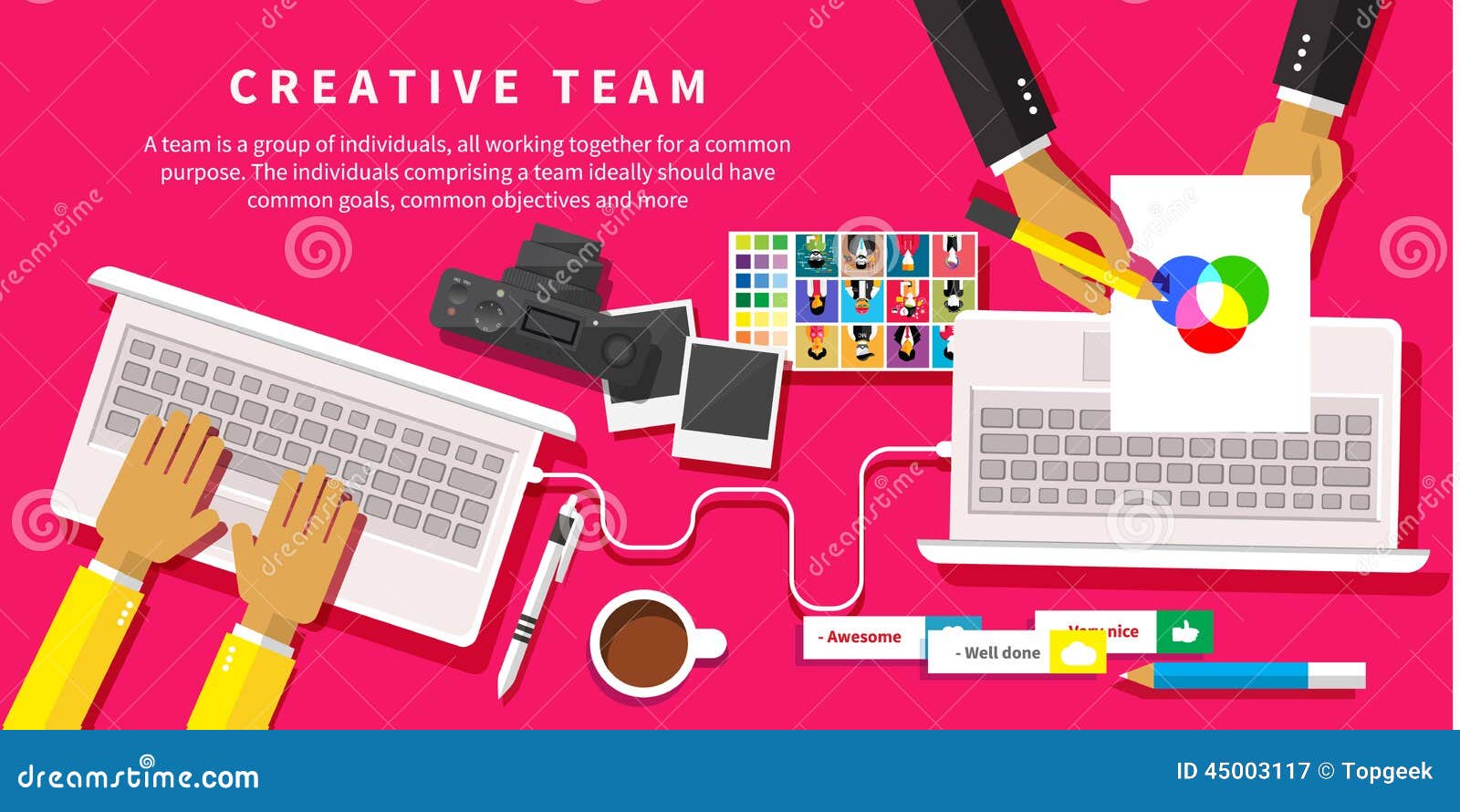 Creative Team. Young Design Team Working at Desk Stock Vector ...