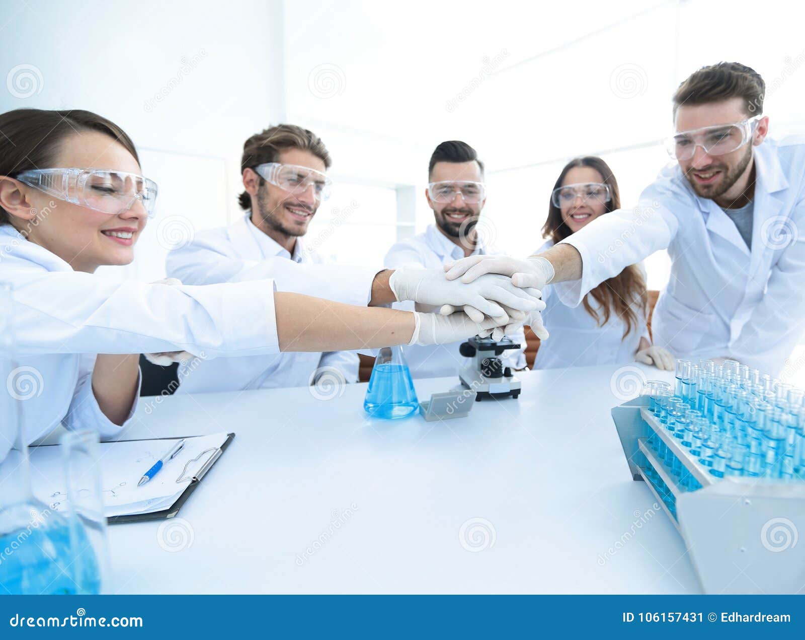 Creative Team of Young Scientists. Stock Image - Image of biologist ...
