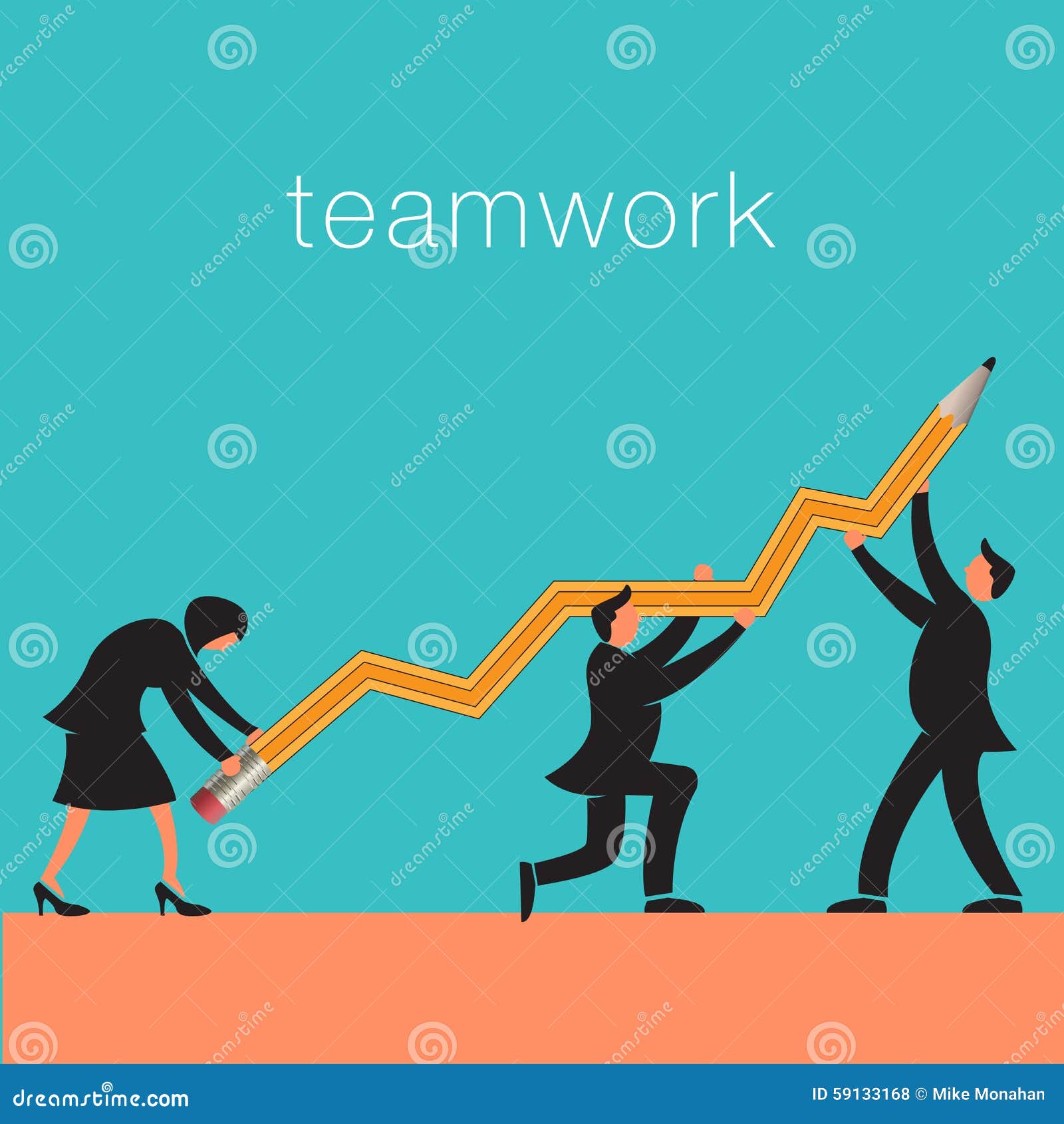 Teamwork Background With Green Light Royalty-Free Cartoon ...