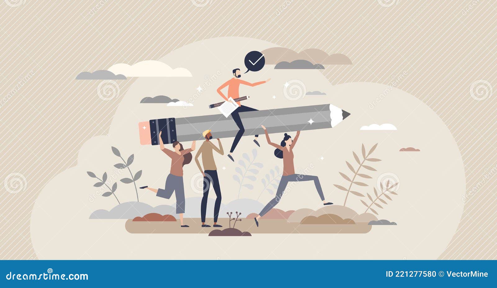 Creative Teamwork Seeking Ideas And Solutions Stock Illustration ...