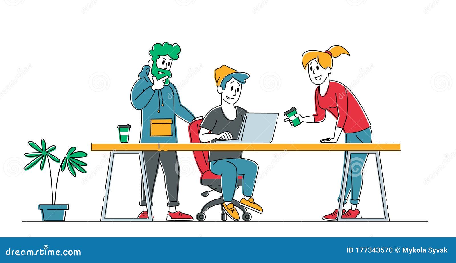 Creative Teamwork Process in Office Concept. Business People Characters ...