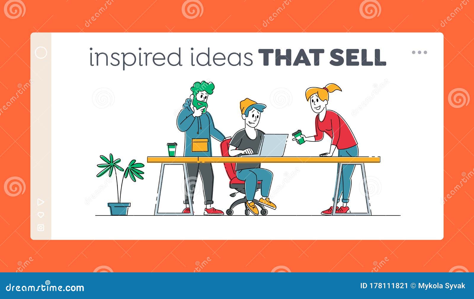 Creative Teamwork Process in Office Landing Page Template. Business ...