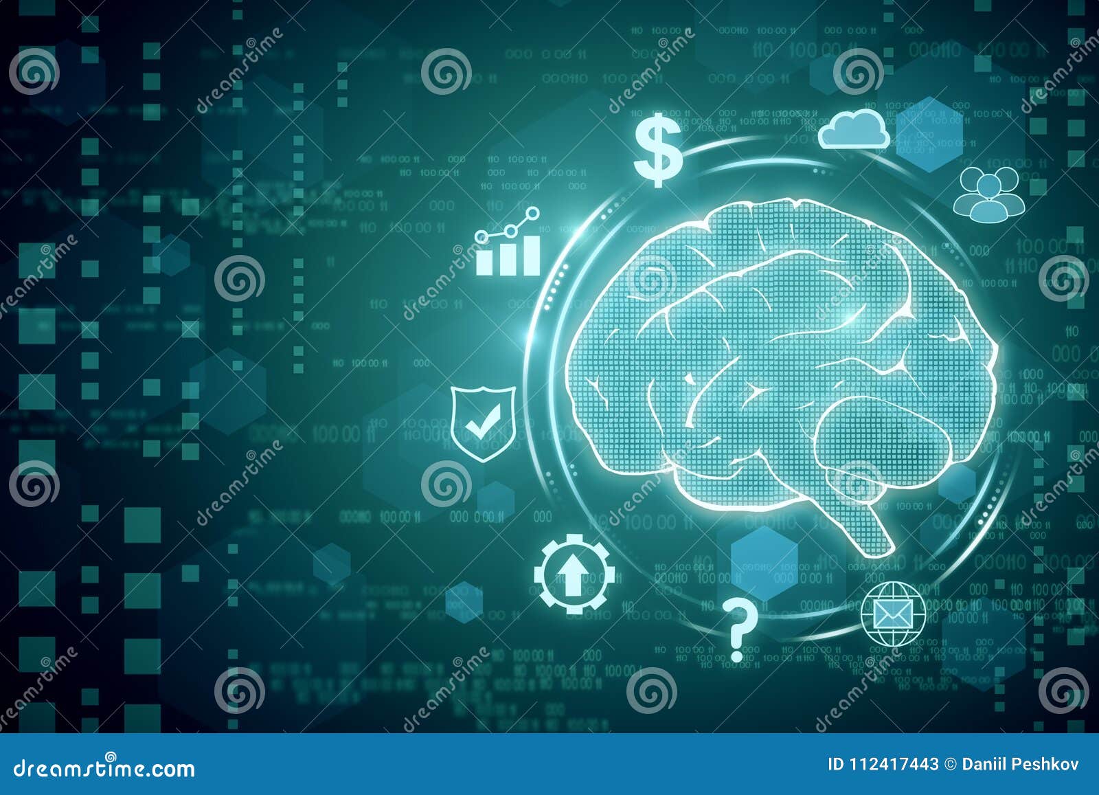 Creative Tech Brain Backdrop Stock Illustration - Illustration of ...