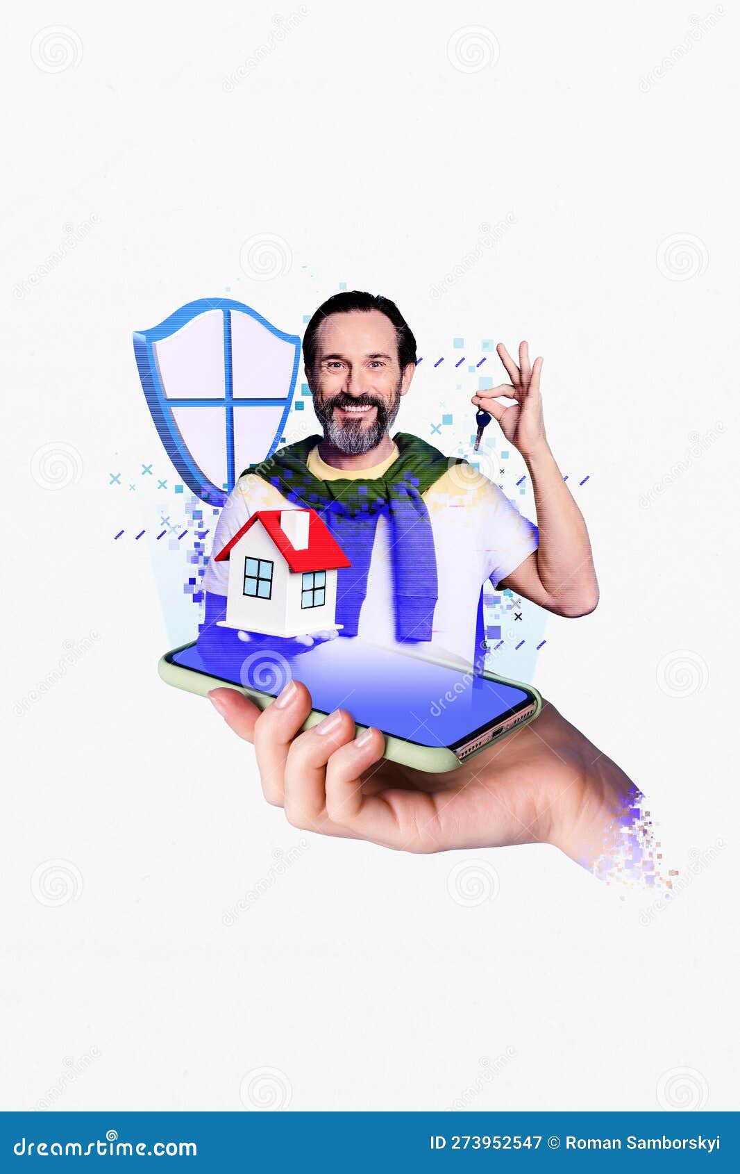 Creative Tech Collage of Aged Man Artificial Intelligence Advertise ...