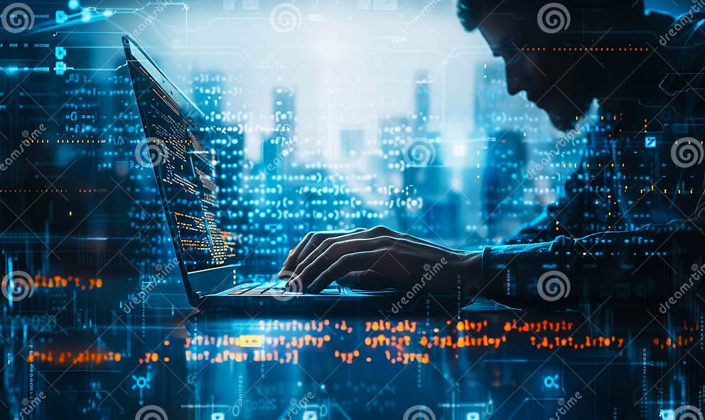 Creative Tech Programmer Working on Coding IoT Software Javascript Circuit Board on Virtual ...