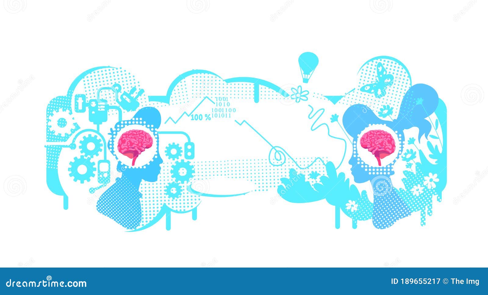Creative and Technical Thinking Flat Concept Vector Illustration Stock ...