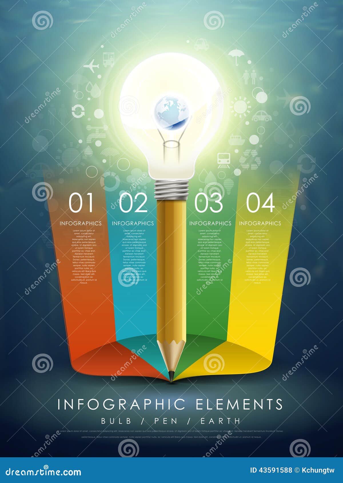 Creative Template With Pencil Drawing Yellow Flow Chart Infographic ...