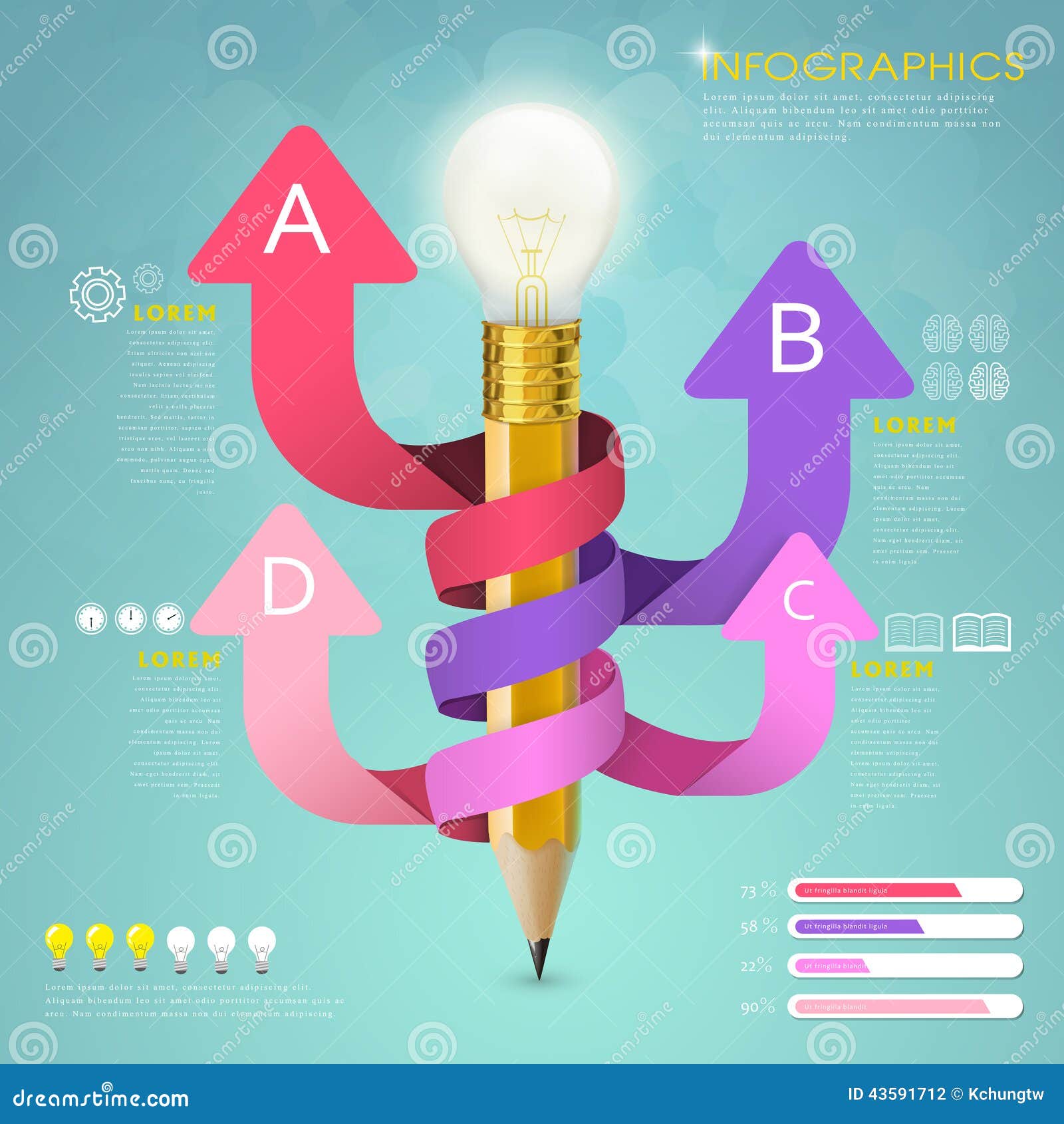 Creative Template Infographic with Pencil and Arrows Stock Vector ...