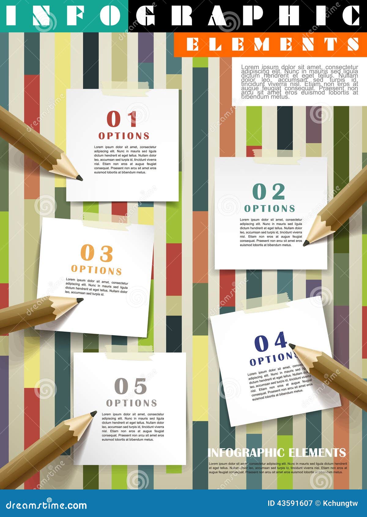 Creative Template Infographic with Pencils Writing on Post-it Stock ...