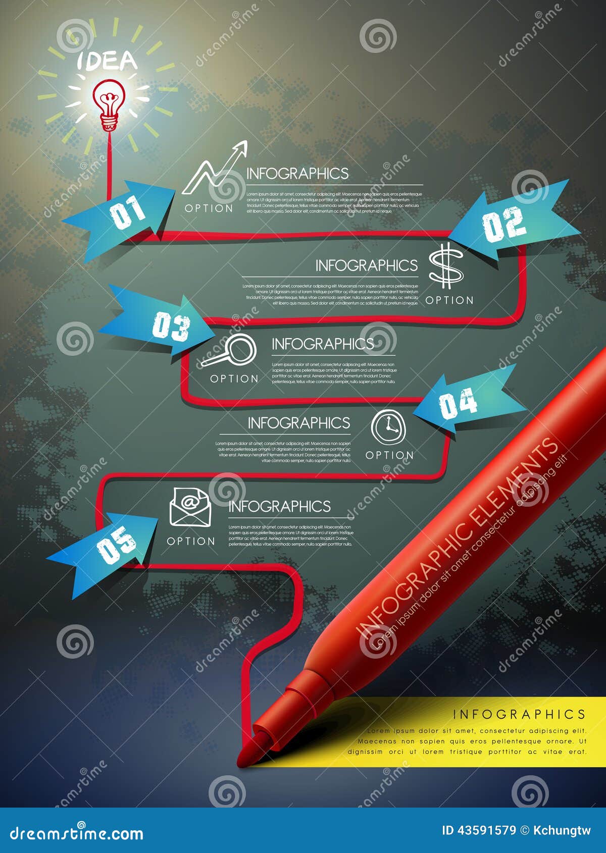 Creative Template with Mark Pen Drawing Flow Chart Infographic Stock ...