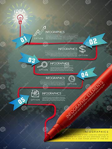 Creative Template with Mark Pen Drawing Flow Chart Infographic Stock ...
