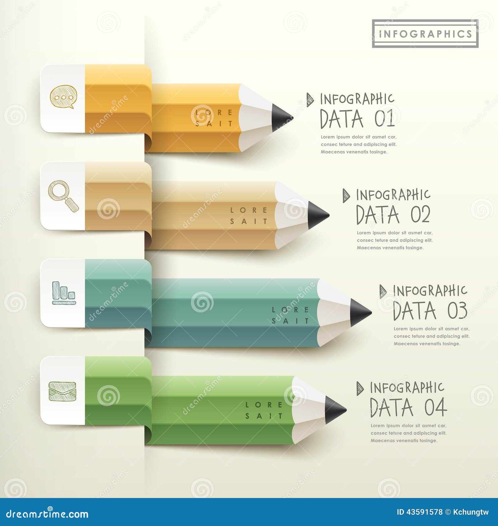 Creative Template With Pencil And Ribbon Flow Chart Infographic Cartoon ...