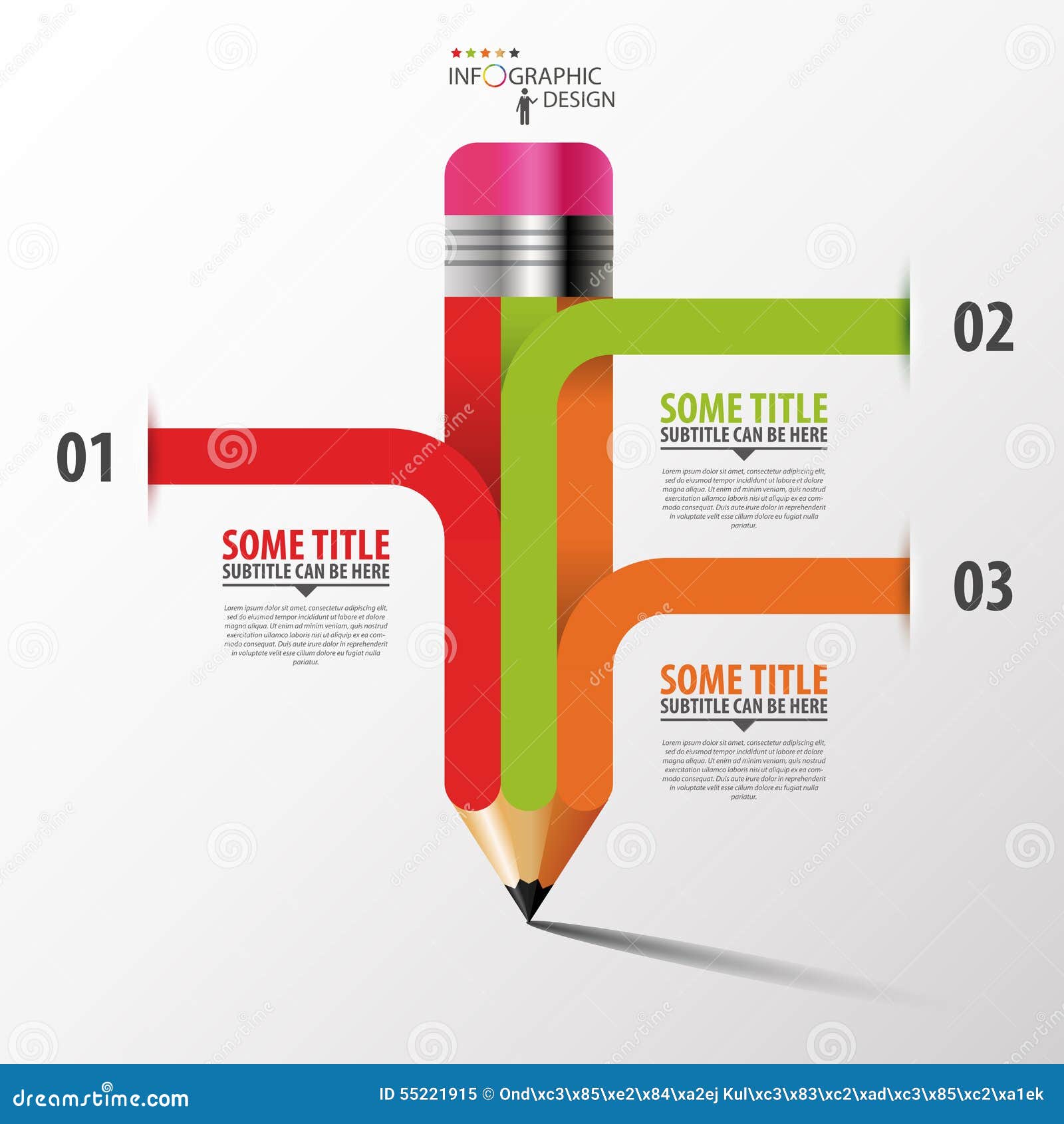 Creative Template with Pencil Ribbon. Infographics Vector Stock Vector ...