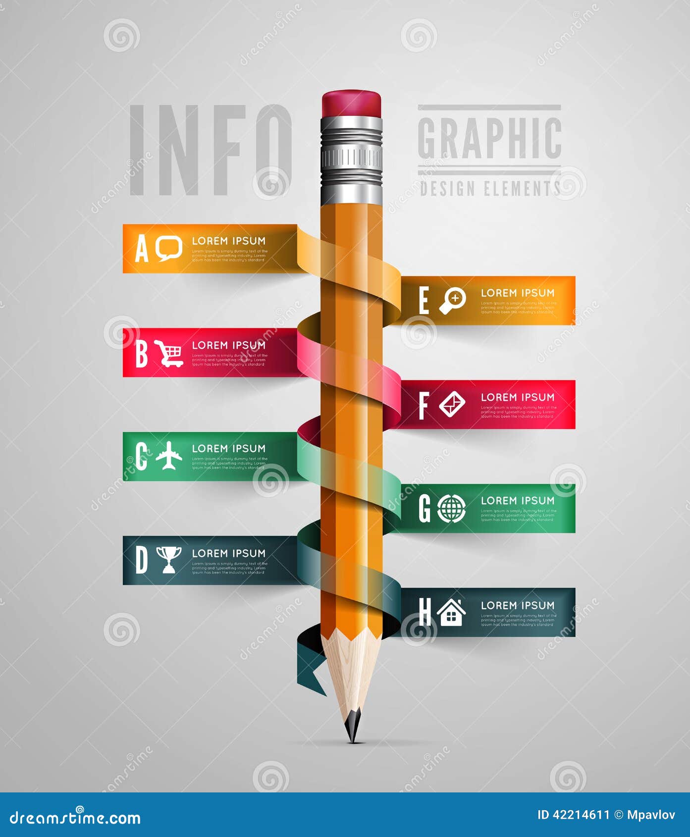 Creative Template with Pencil Ribbon Stock Vector - Illustration of ...