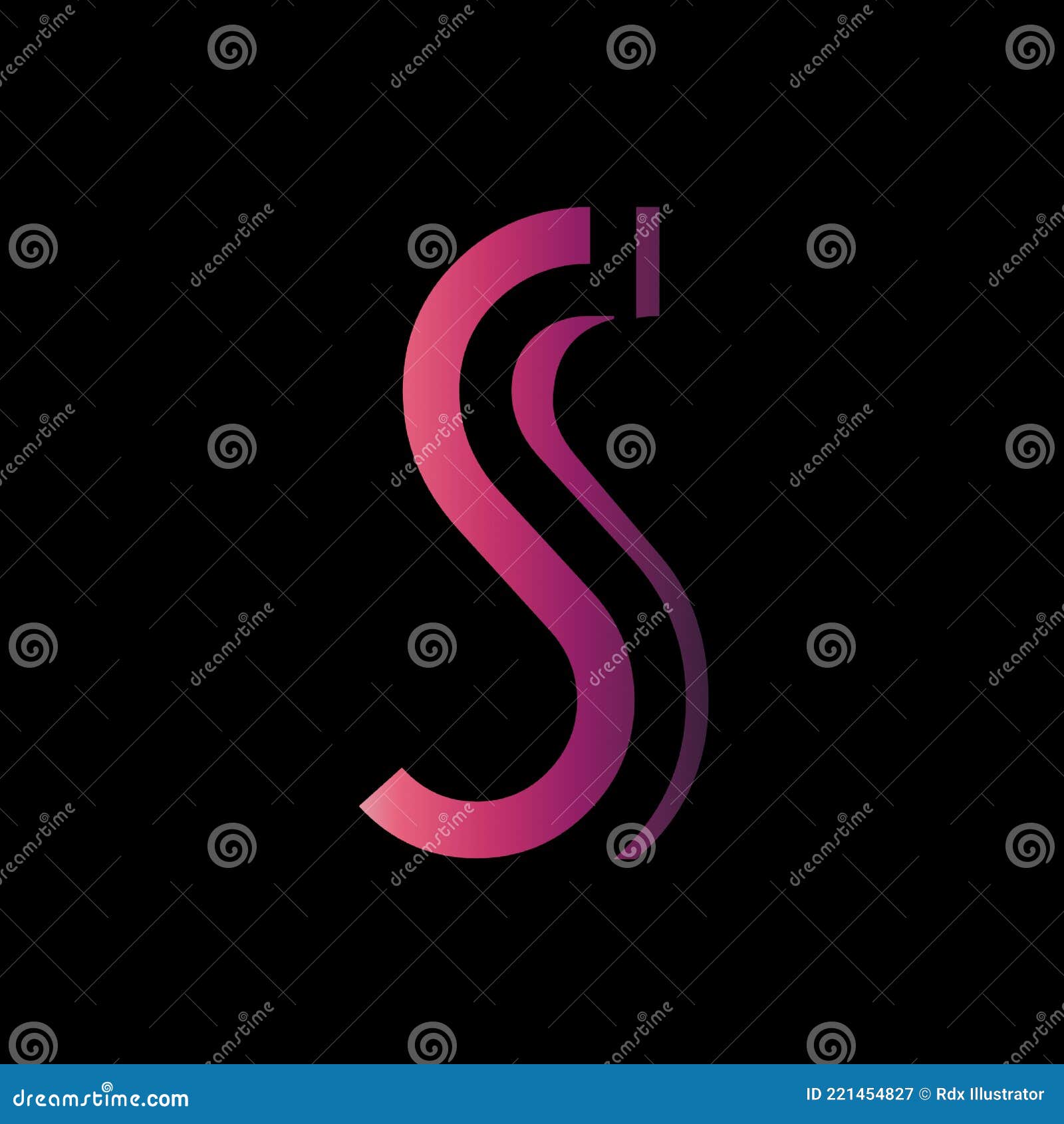 A Creative Text Logo Design S in Black Background Stock Illustration ...