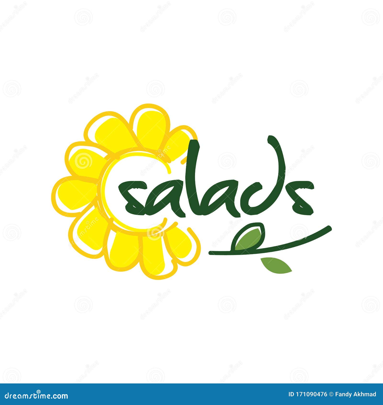 Creative Text Salad Logo with Sun Flower Nature Graphic Decoration ...