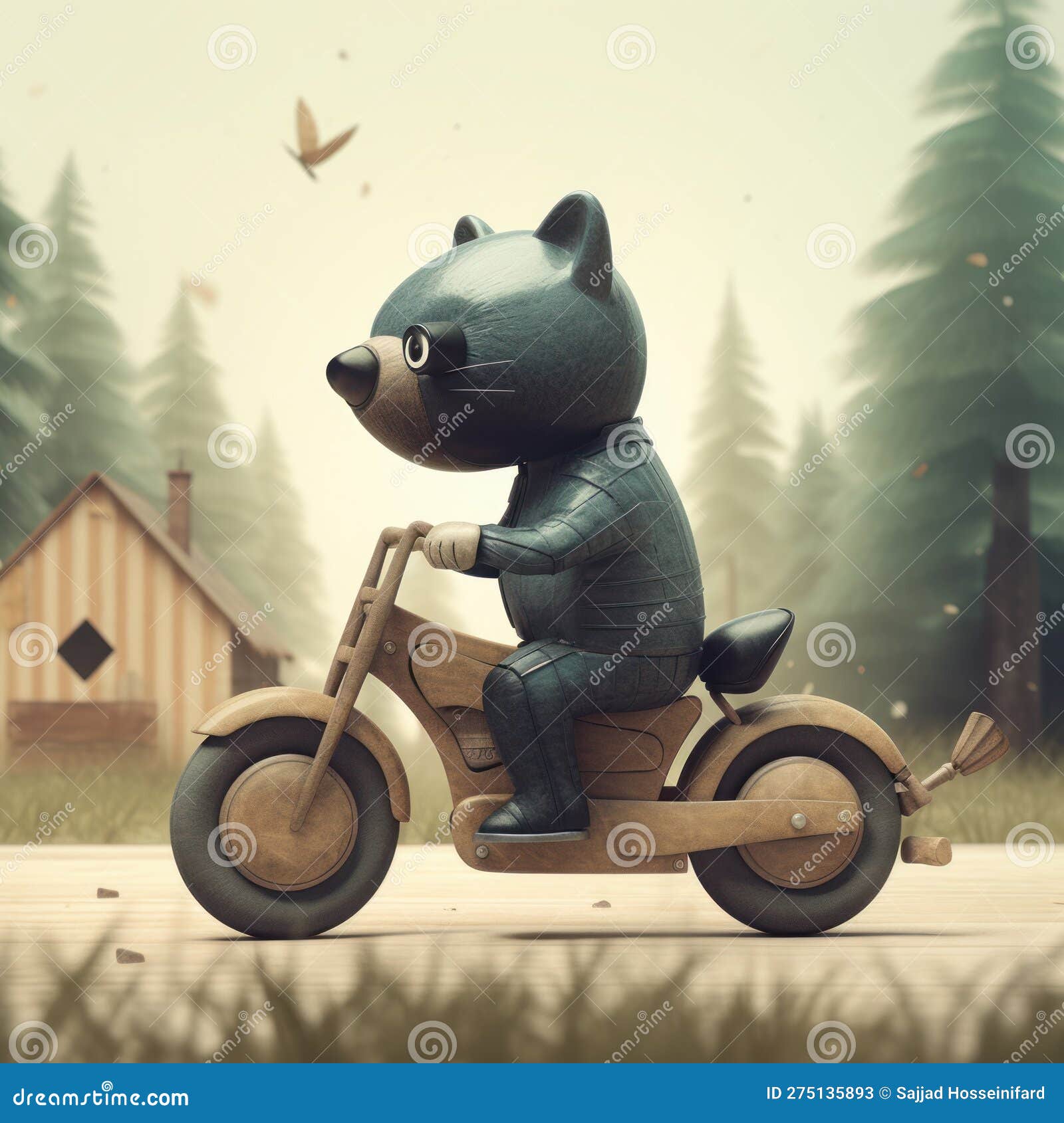 Cute Animal Riding a Motorcycle Stock Illustration - Illustration of ...