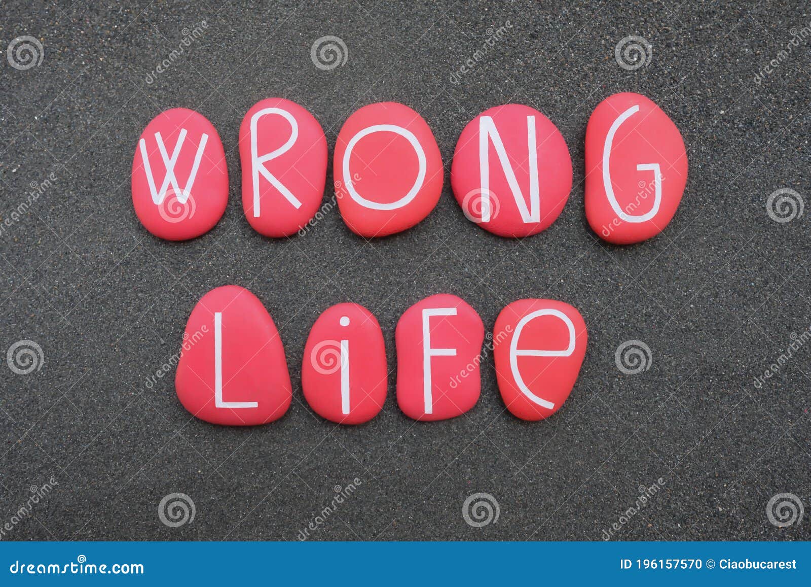 Wrong Life Text Composed with Red Colored Stone Letters Over Volcanic ...