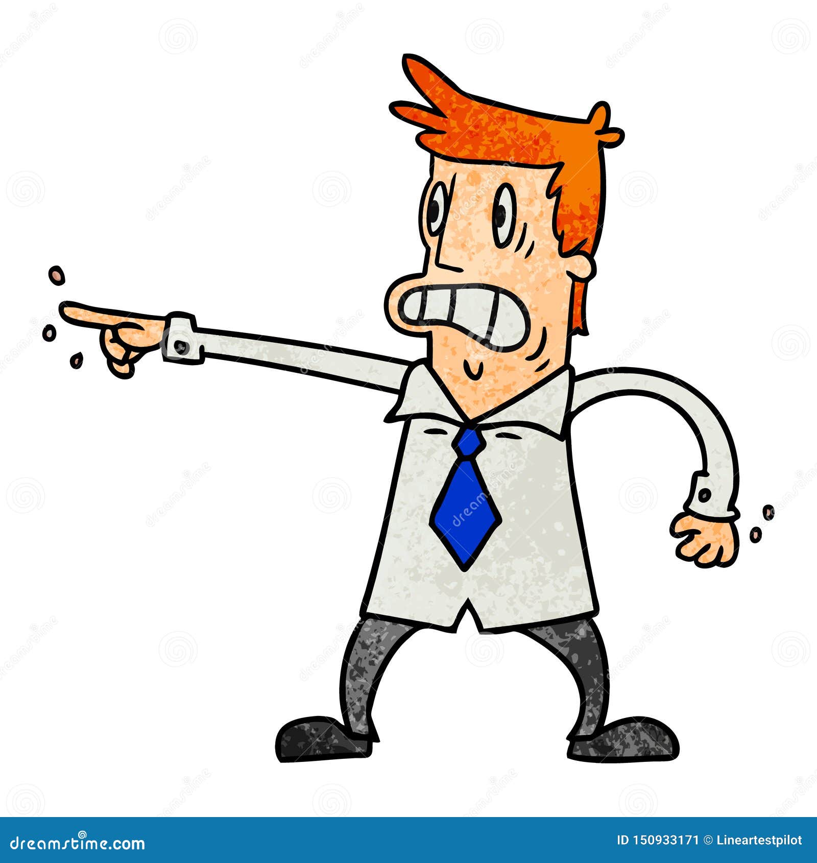 A Creative Textured Cartoon Doodle Man Pointing Looking Worried Stock ...