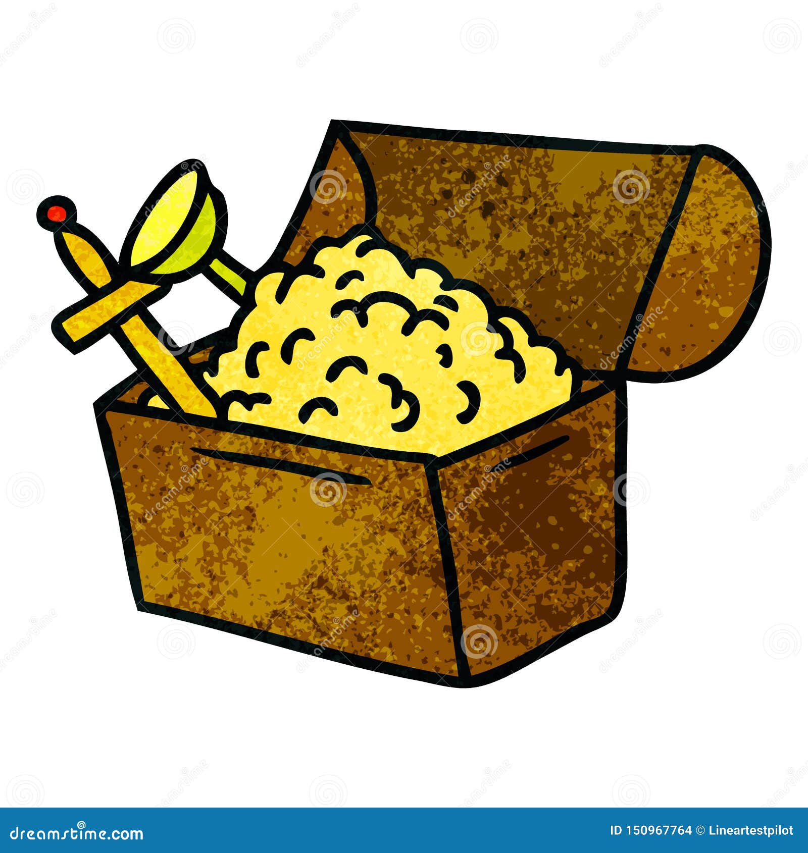 A Creative Textured Cartoon Doodle of a Treasure Chest Stock Vector ...
