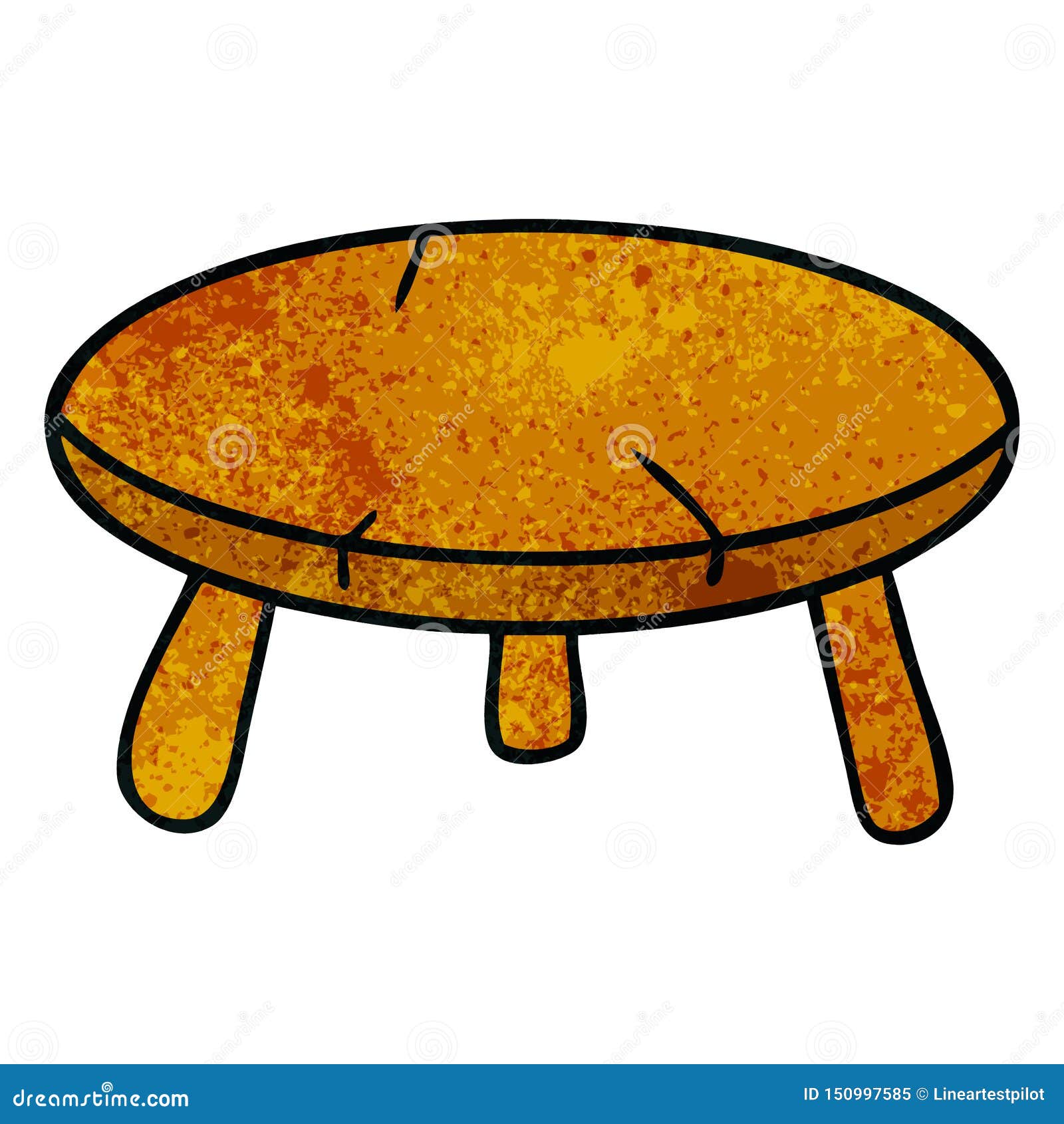 A Creative Textured Cartoon Doodle of a Wooden Stool Stock Vector ...