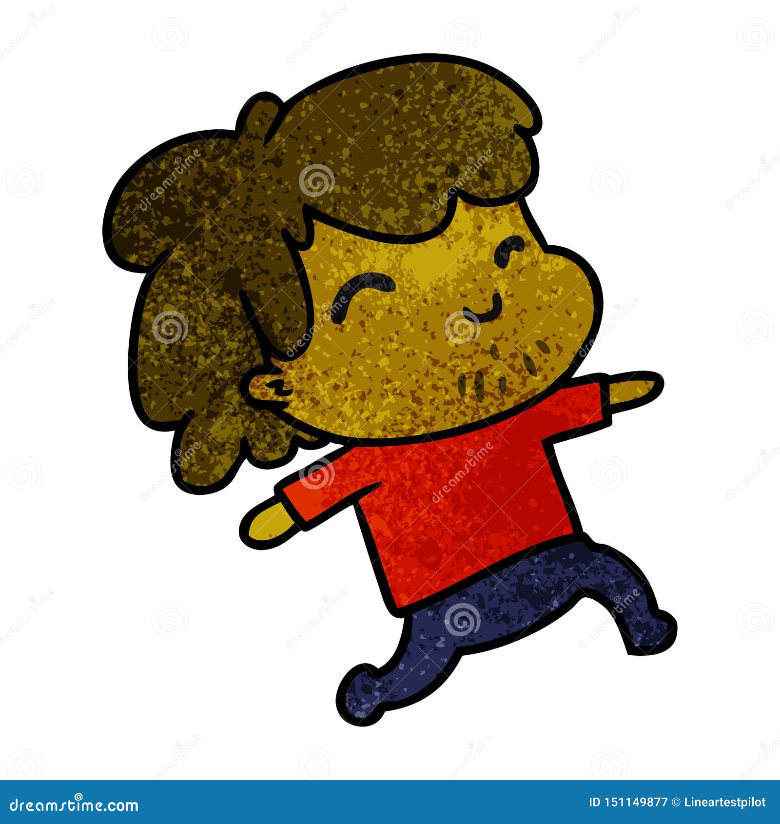 A Creative Textured Cartoon Kawaii Boy with Stubble Stock Vector ...