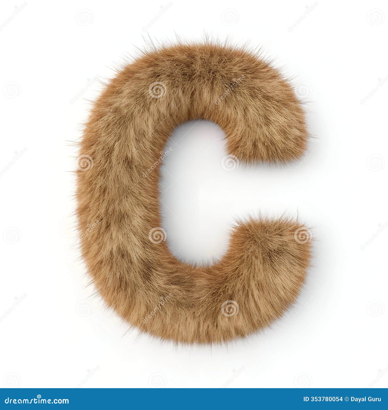 Alphabet C with Furry Skin Texture Isolated on White Background Stock ...