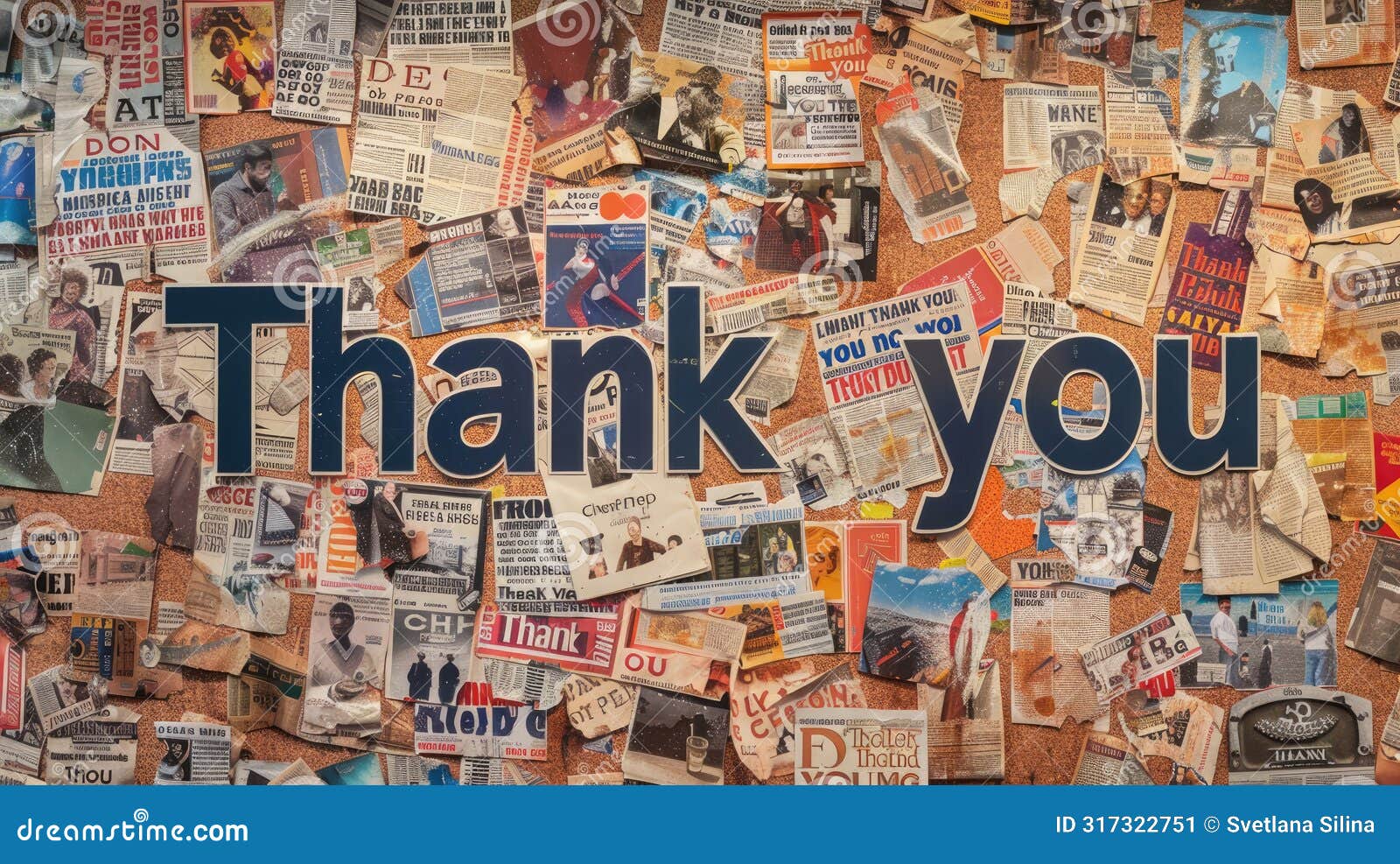 Creative Thank You Note from Newspaper Headlines Pinned on Bulletin ...