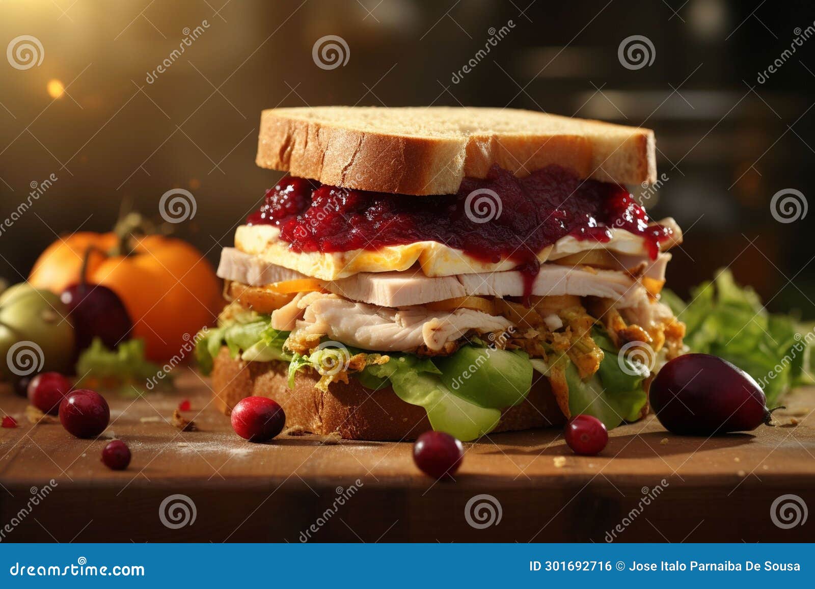 Creative Thanksgiving Sandwich with Layers of Stock Illustration ...