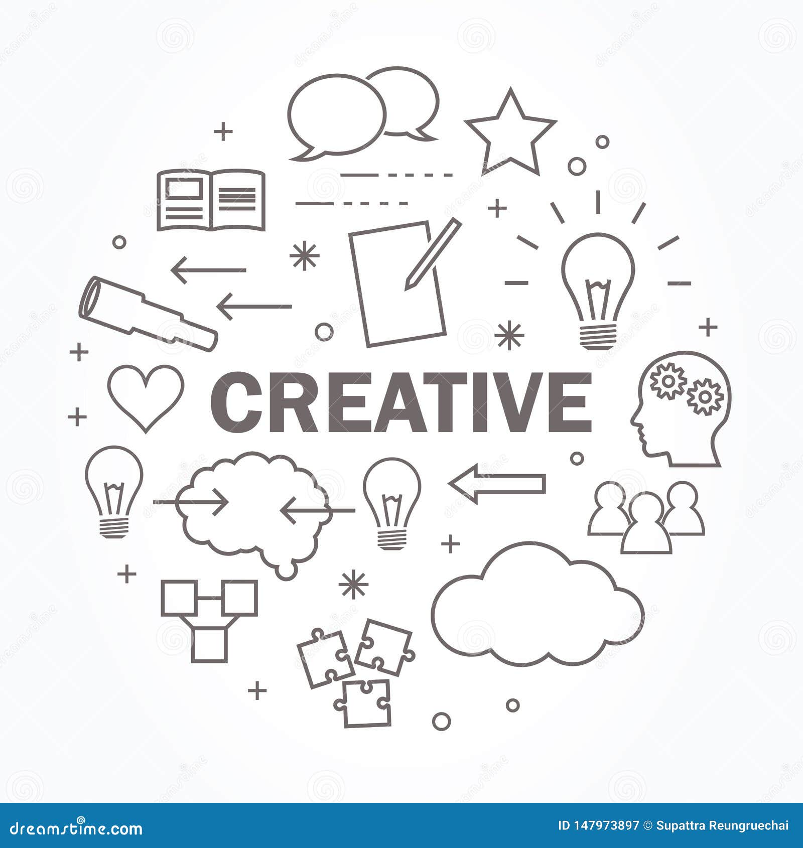 Creative Thin Line Icon Set. Stock Vector - Illustration of plan ...