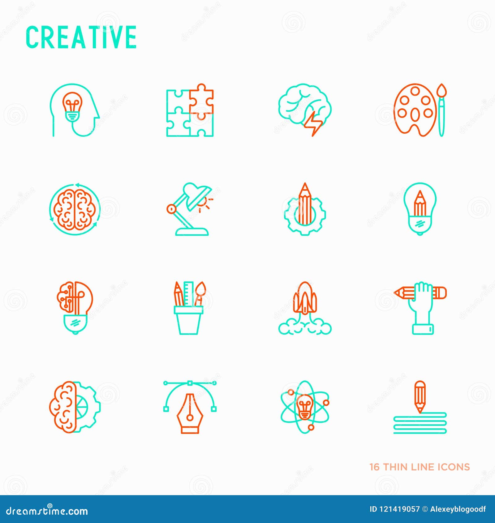 Creative Thin Line Icons Set Stock Vector - Illustration of design ...