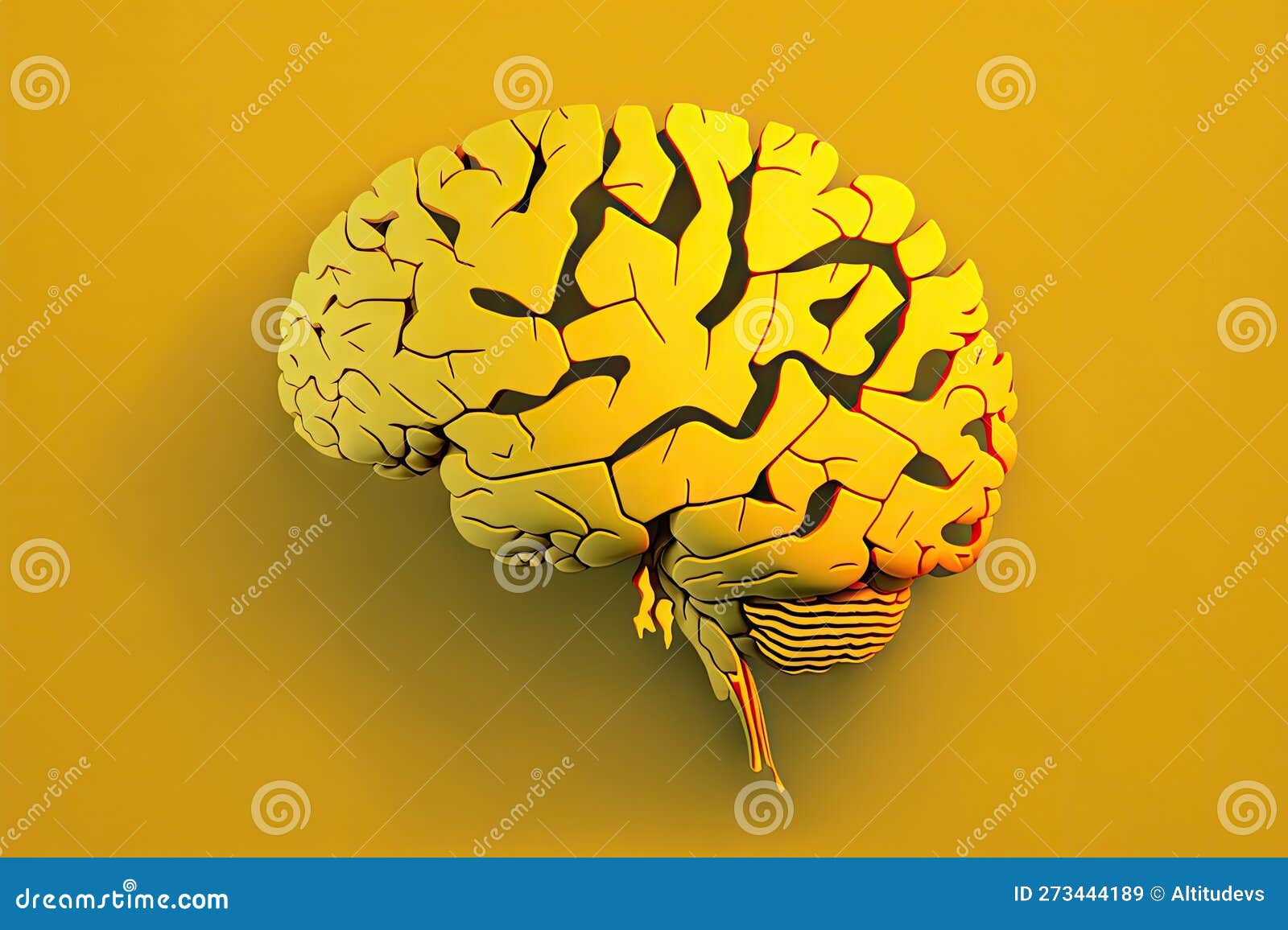 Creative Thinking Abstract Brain Hemisphere on Yellow Background Stock ...