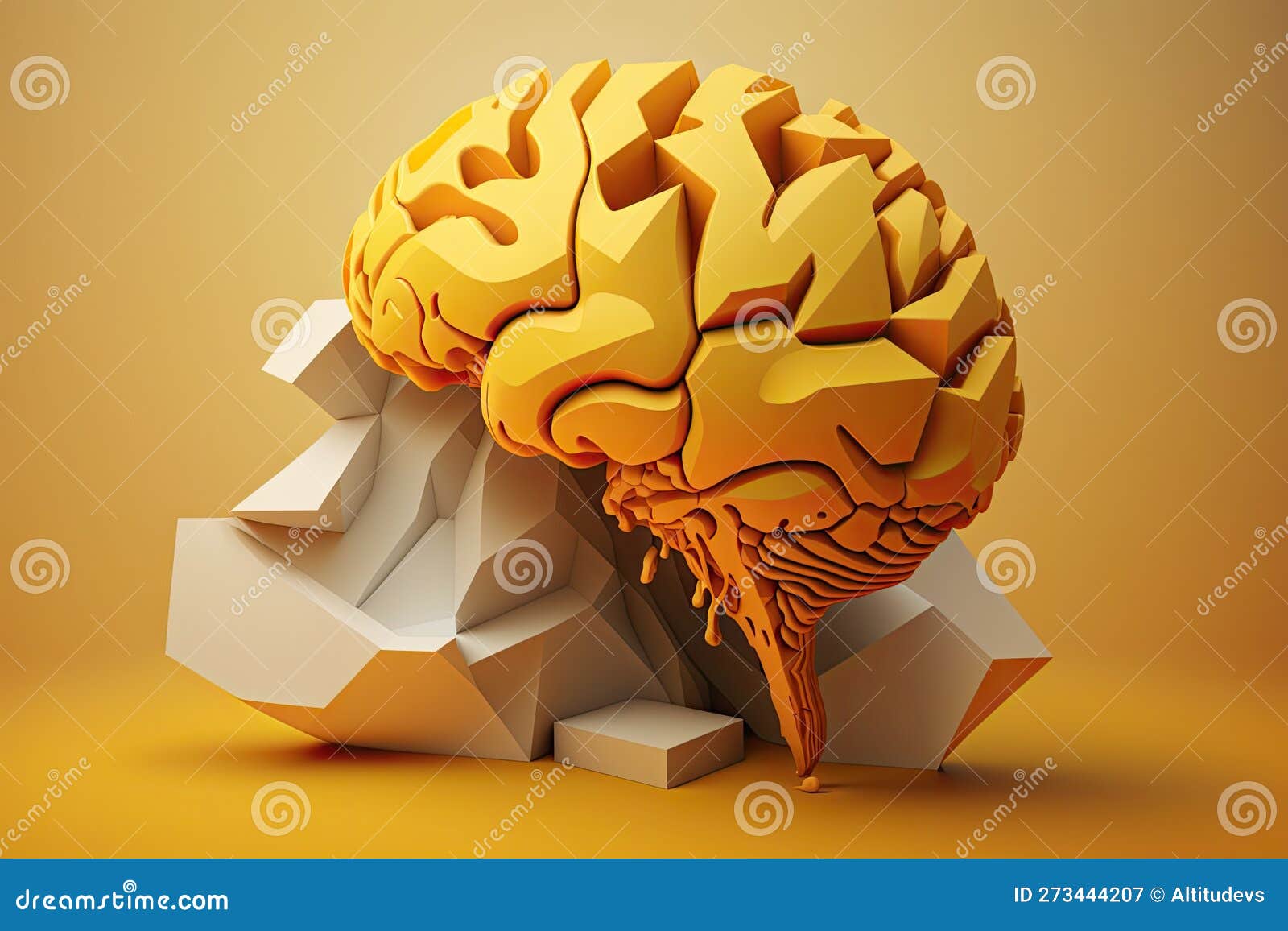 Creative Thinking Abstract Brain Hemisphere on Yellow Background Stock ...