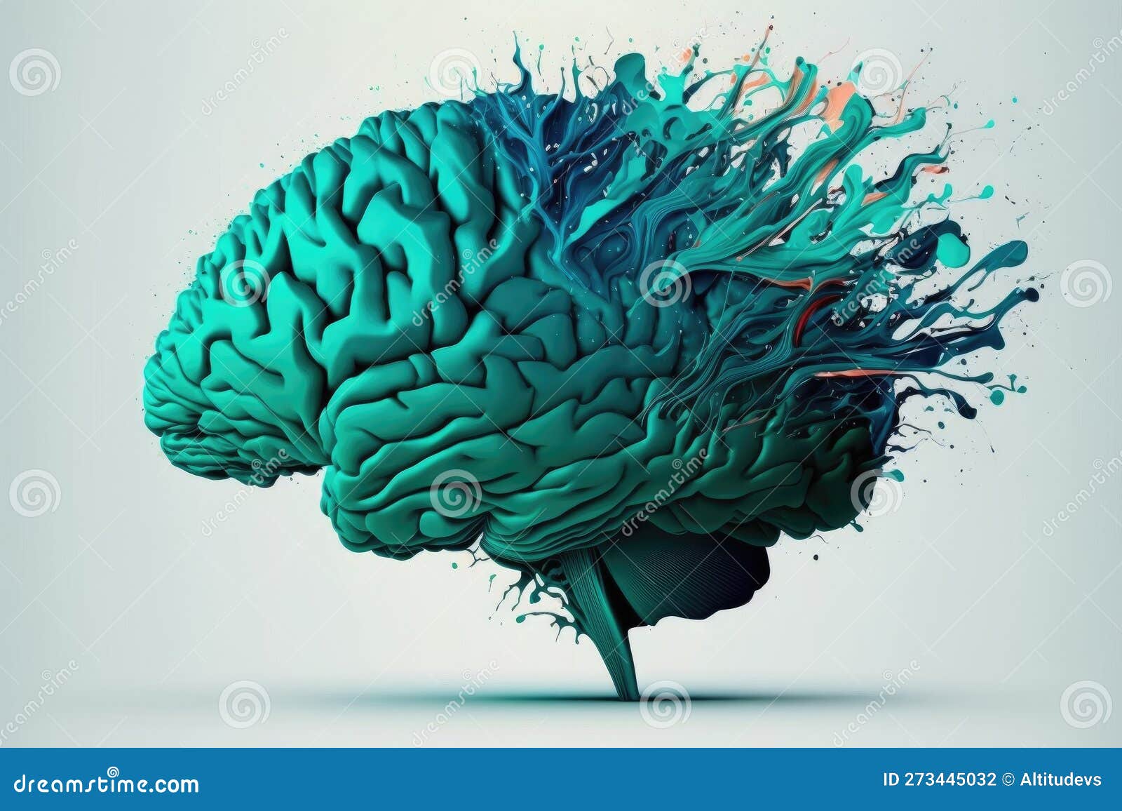 Creative Thinking and Artistic Brain in Blue Green Tones Stock ...