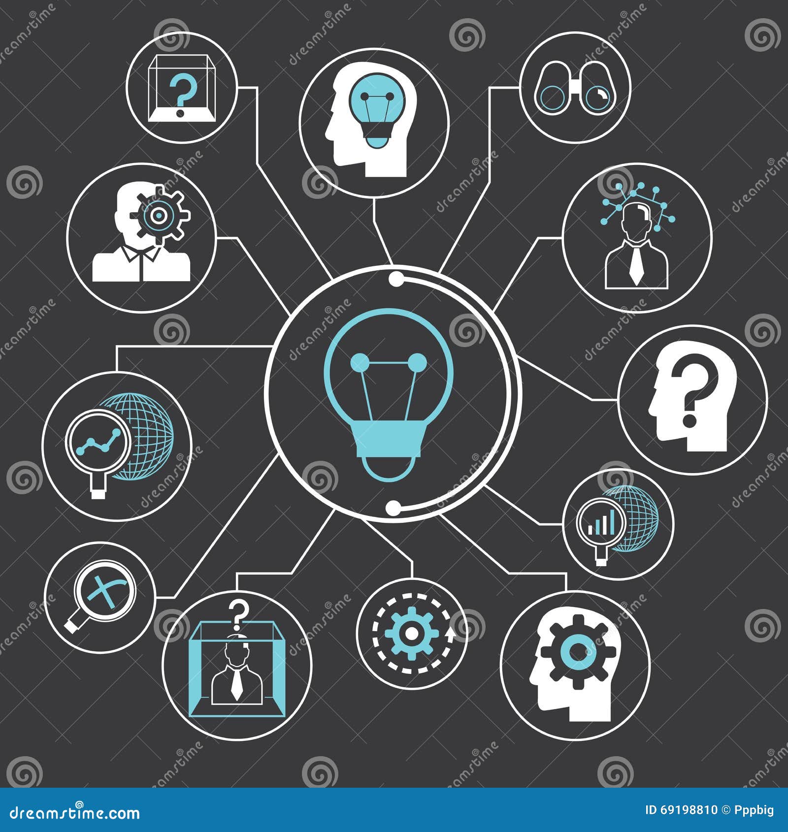 Creative thinking concept stock illustration. Illustration of gear ...