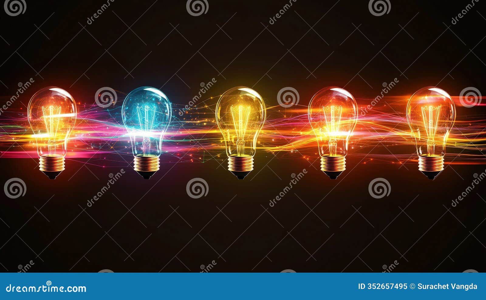 Creative Thinking Concept with Light Bulbs in Action Stock Illustration ...