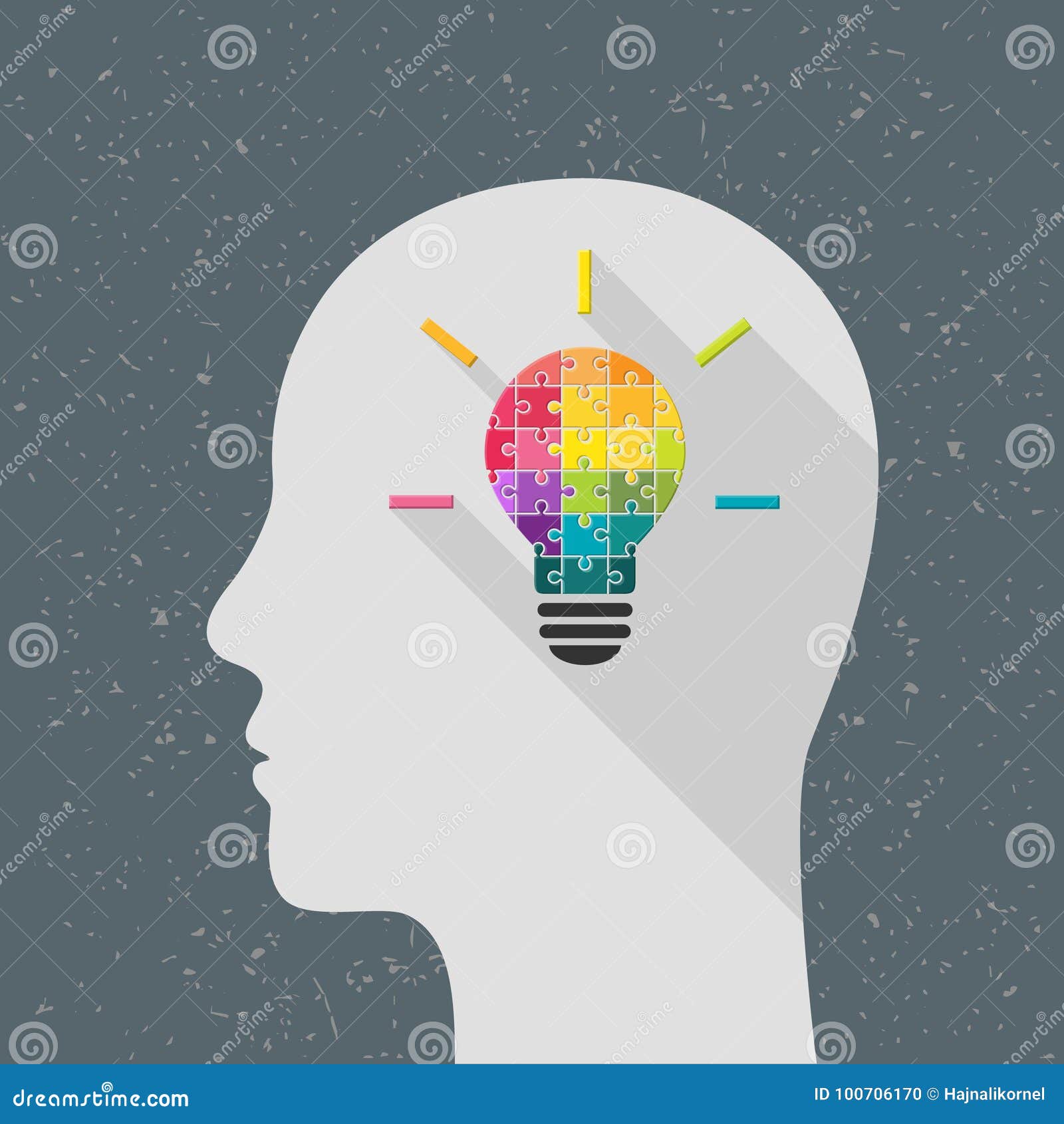 Creative Thinking Concept with Lightbulb and Head Stock Vector ...
