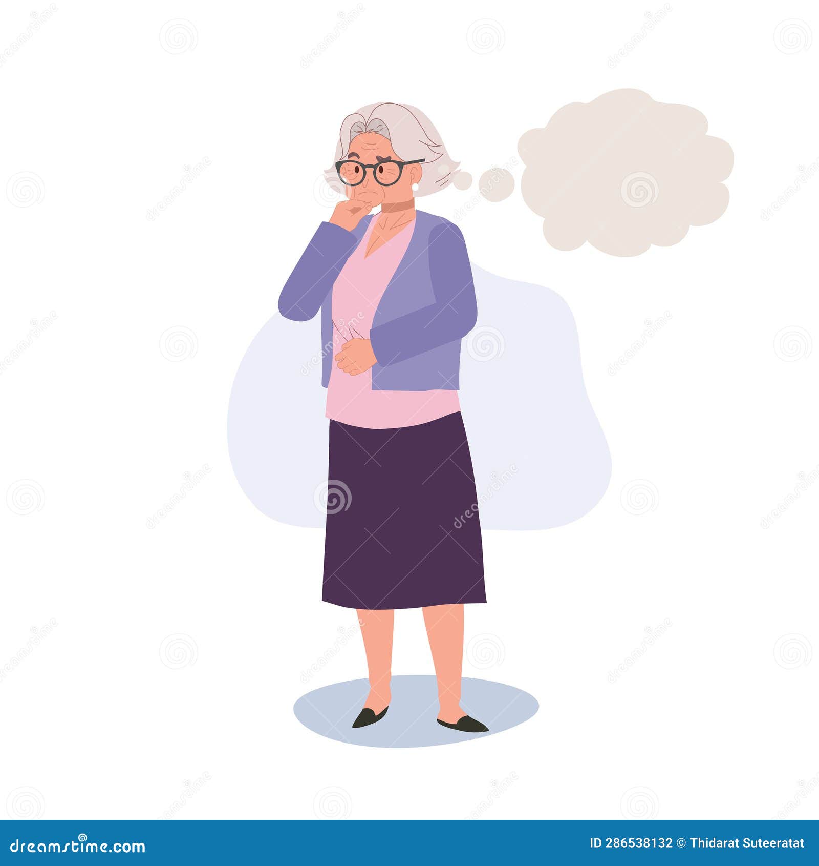 Creative Thinking Concept. Senior Woman Contemplating with Thought ...