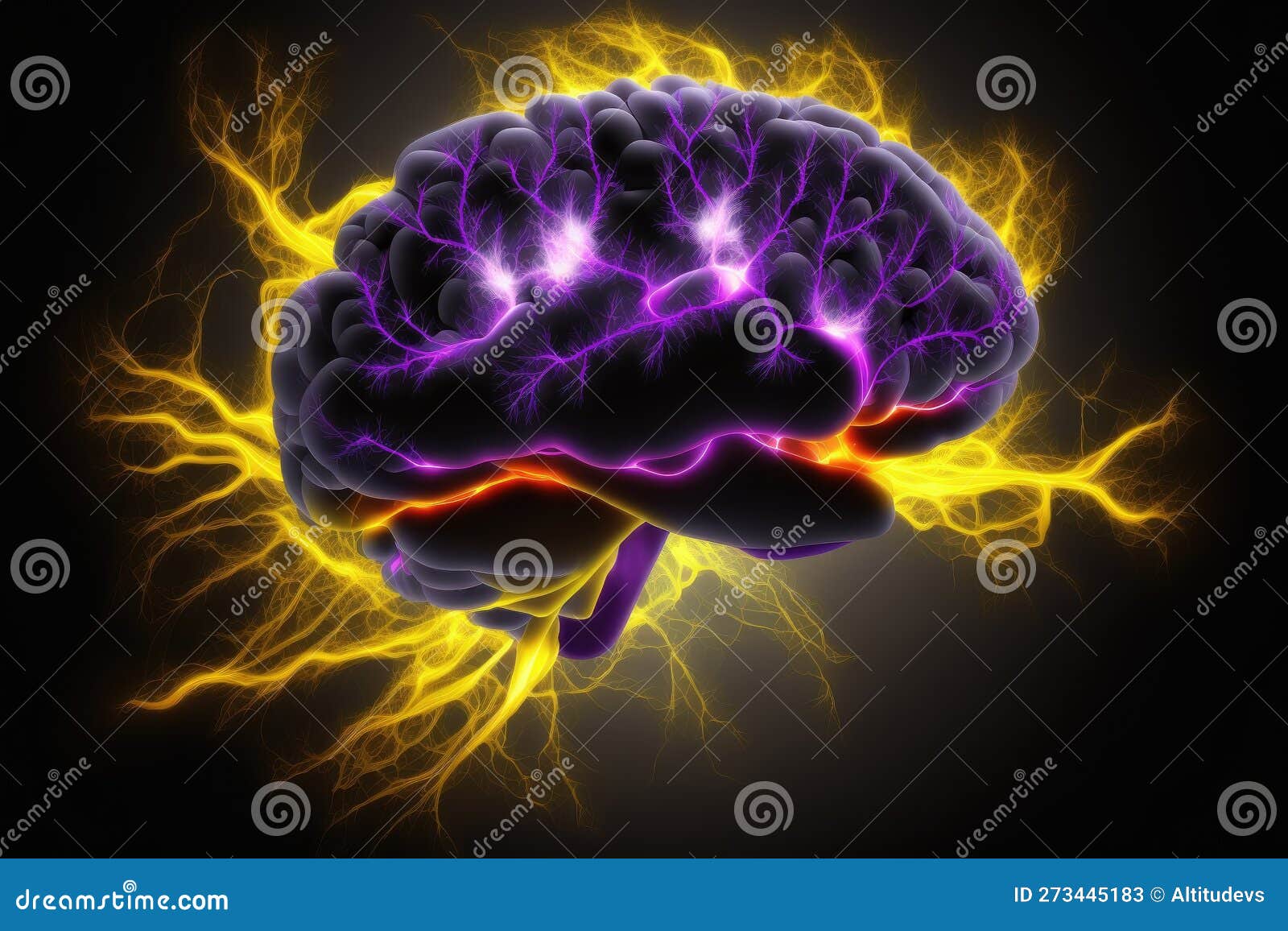 Creative Thinking in Form of Abstract Brain with Flashes of Thought in ...