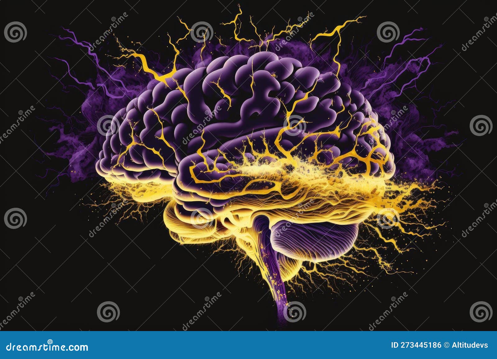 Creative Thinking in Form of Abstract Brain with Flashes of Thought in ...