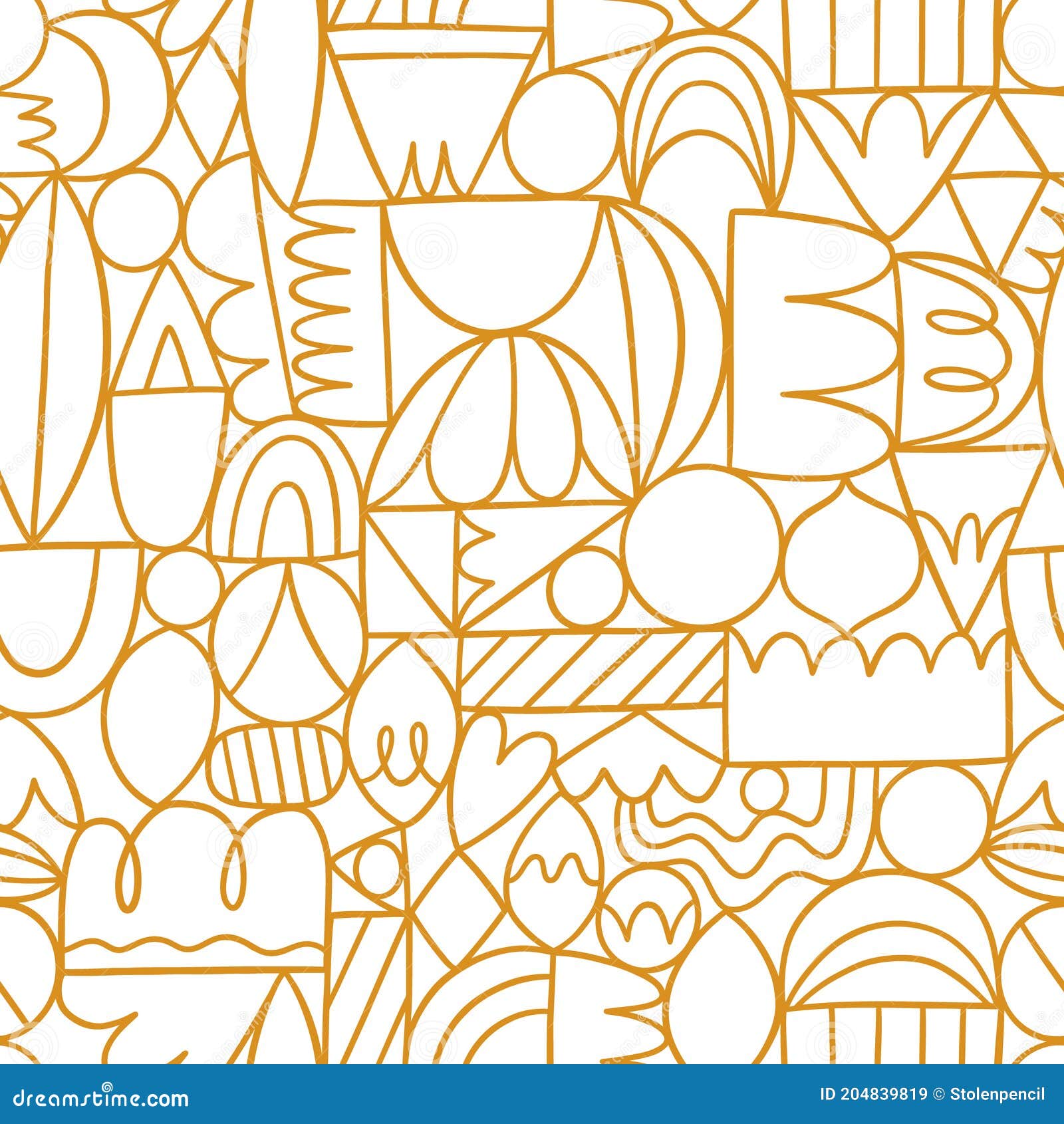 Creative Thinking, Good Thinking, Golden Outline Shapes Vector Pattern ...