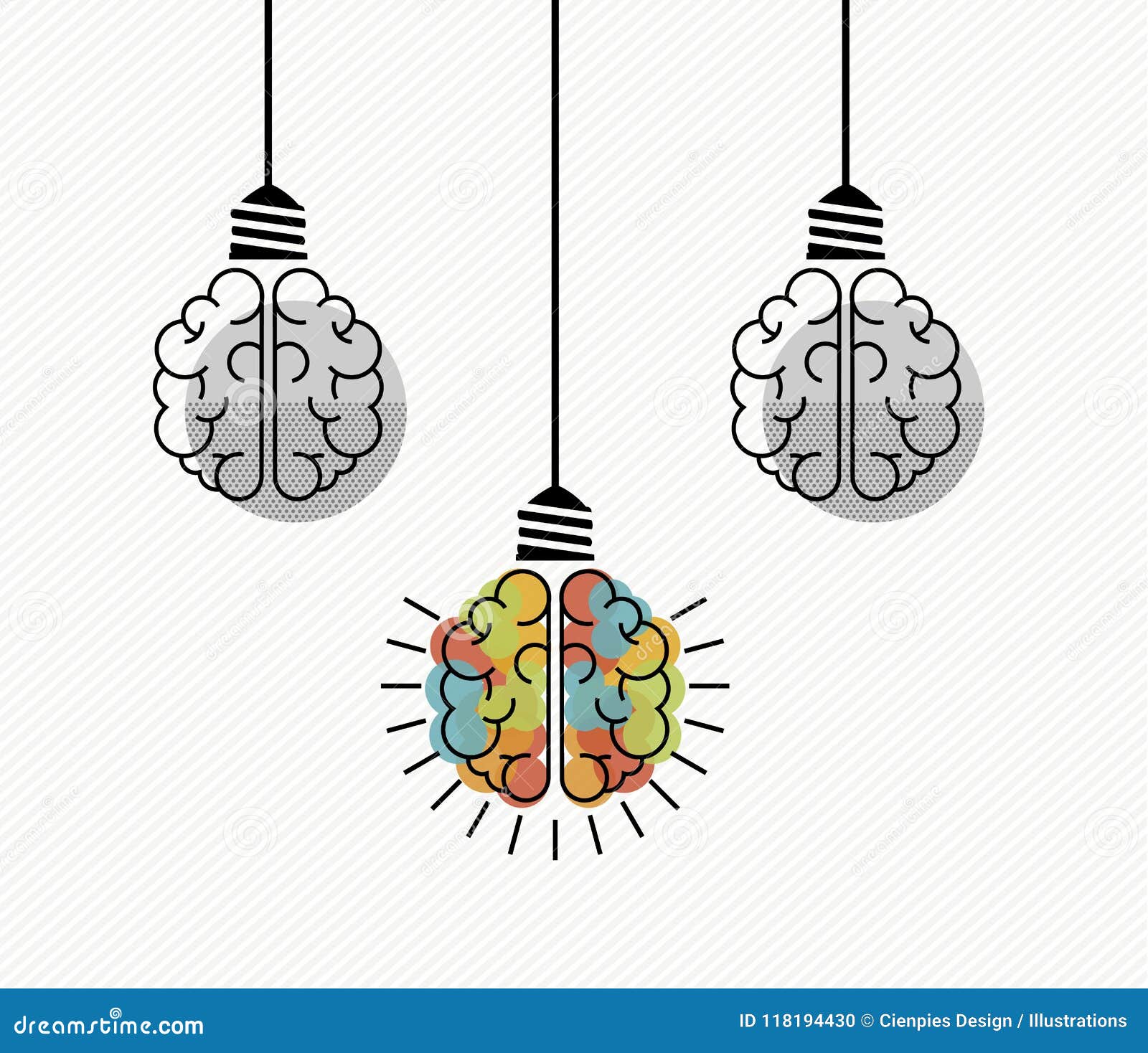 Creative Thinking Human Brain As Light Bulb Stock Vector - Illustration ...