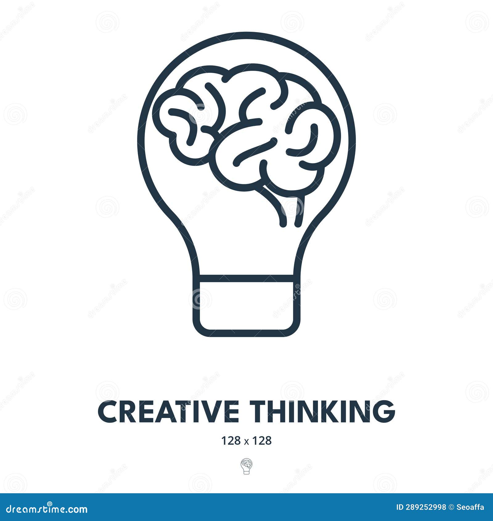 Creative Thinking Icon. Brain, Innovation, Imagination. Editable Stroke ...