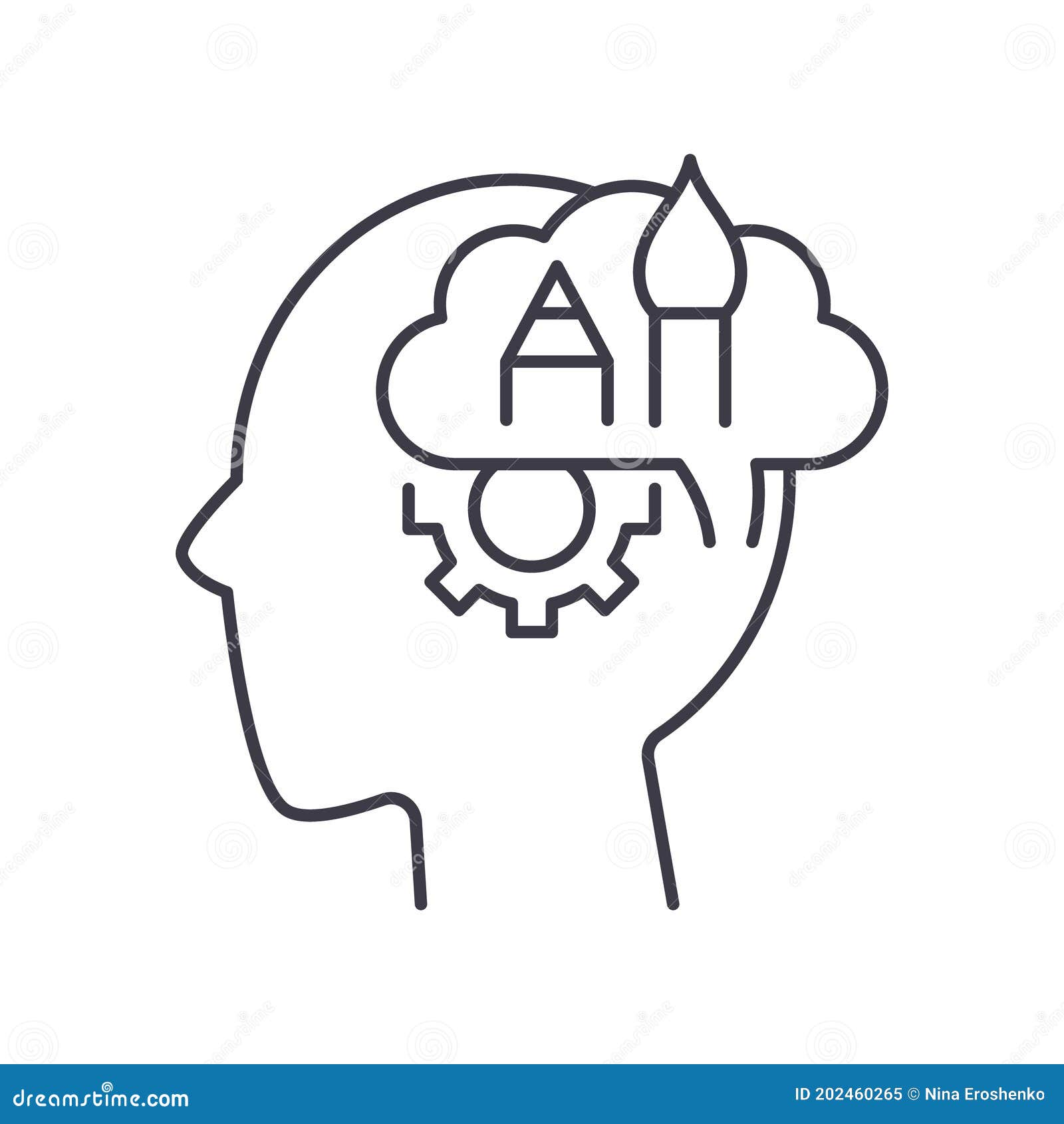 Creative Thinking Icon, Linear Isolated Illustration, Thin Line Vector ...